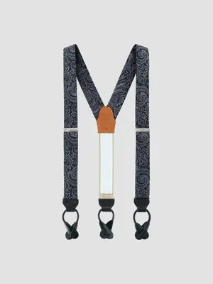 Trafalgar Sobee Paisley Silk Suspenders - Black