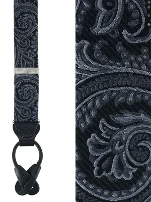 Trafalgar Sobee Paisley Silk Suspenders - Black