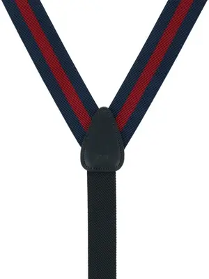 Trafalgar Oliver Convertible Striped Suspenders - Navy