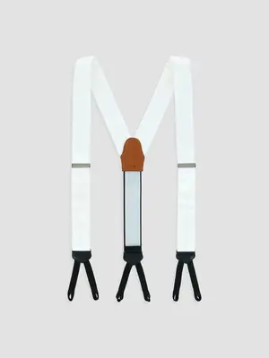 Trafalgar Monte Bello Silk Suspenders - White