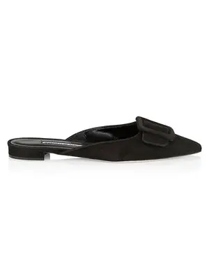 Manolo Blahnik Maysale Suede Flats - Black