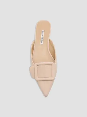 Manolo Blahnik Maysale Suede Flats - Nude