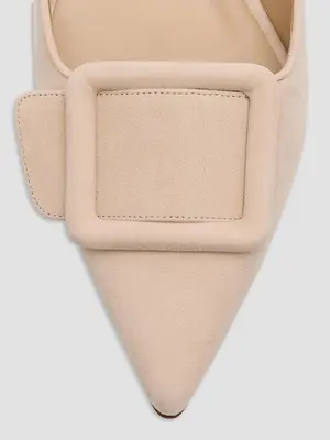 Manolo Blahnik Maysale Suede Flats - Nude