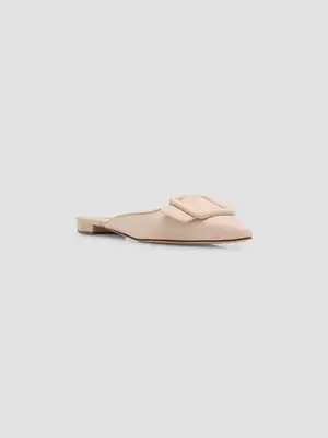 Manolo Blahnik Maysale Suede Flats - Nude
