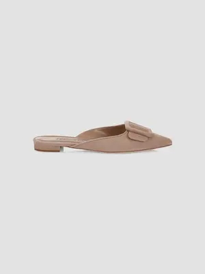 Manolo Blahnik Maysale Suede Flats - Sand