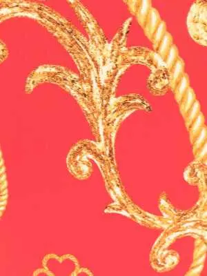 GANNI Baroque-print One-shoulder Swimsuit - Red