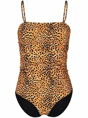 GANNI Animal-print One-piece Swimsuit - Orange