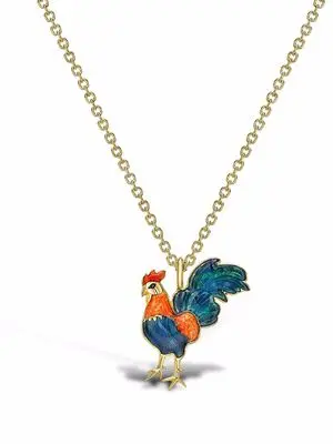 PRAGNELL 18kt Yellow Zodiac Rooster Pendant Necklace - Gold