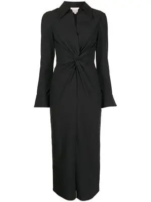 Cinq À Sept Mckenna Twist Midi Shirt Dress - Black