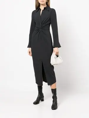Cinq À Sept Mckenna Twist Midi Shirt Dress - Black