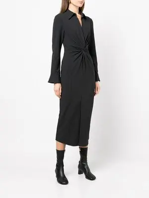 Cinq À Sept Mckenna Twist Midi Shirt Dress - Black