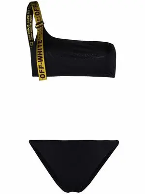 Off-White Asymmetric Bikini With Industrial Strap - Black