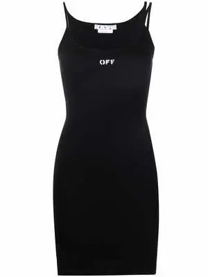 Off-White Off Stamp Ribbed Dress - Black
