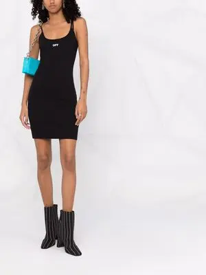 Off-White Off Stamp Ribbed Dress - Black