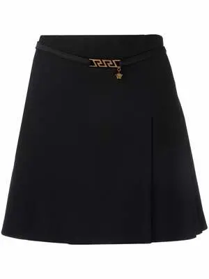 Versace La Greca Chain A-line Mini Skirt - Black
