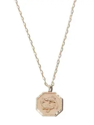 Shay 18k Rose Gold Zodiac Disc Diamond Necklace - Pink