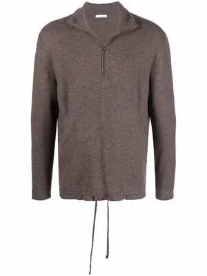 Malo Zip Placket Cashmere Pullover - Brown