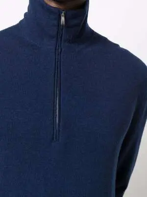 Malo Zip-placket Pullover - Blue