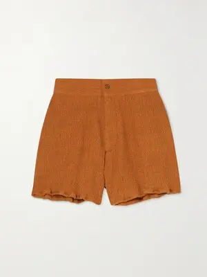 Savannah Morrow Verita Crinkled Silk And Bamboo-blend Shorts