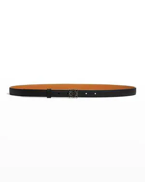Loewe Anagram Leather Belt Black Silver