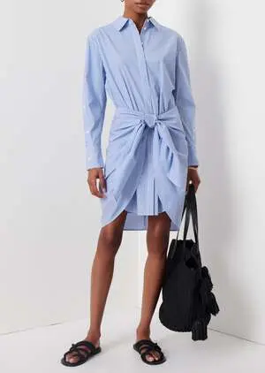 charlotte crosby shirt dress Derek Lam 10 Crosby Charlotte Tie-Waist Mini Shirt Dress In White - 75% Off