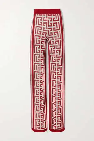 Balmain Jacquard-knit Wide-leg Pants