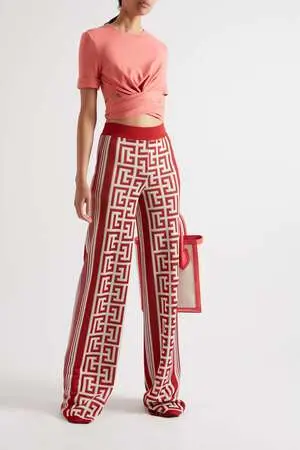 Balmain Jacquard-knit Wide-leg Pants