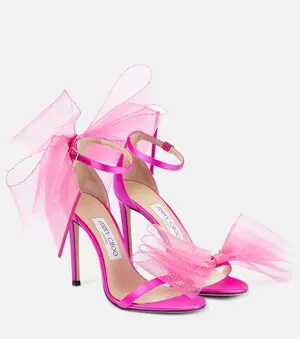 JIMMY CHOO Aveline 100 Bow-trimmed Sandals - Pink