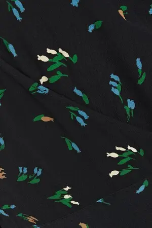 GANNI Printed Crepe Midi Wrap Dress