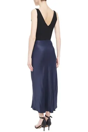 Iris & Ink Satin Midi Skirt - Indigo