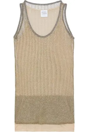 Herve Leger Ribbed Metallic Open-knit Top