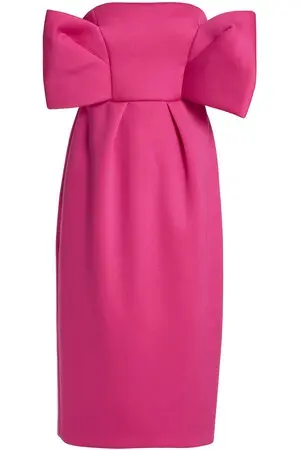 Delpozo Strapless Bow-embellished Neoprene Dress