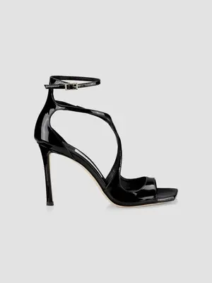 JIMMY CHOO Azia 95mm Patent Leather Sandals - Black