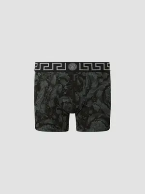 Versace Barocco-print Cotton-stretch Boxer Briefs - Black Grey