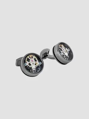 Tateossian Round Tourbillon Cufflinks - Black