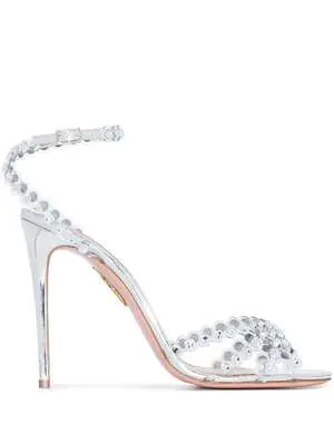 AQUAZZURA 105mm Tequila Sandals - Silver