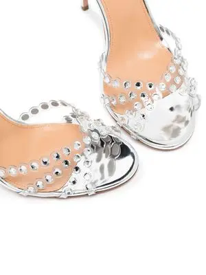 AQUAZZURA 105mm Tequila Sandals - Silver