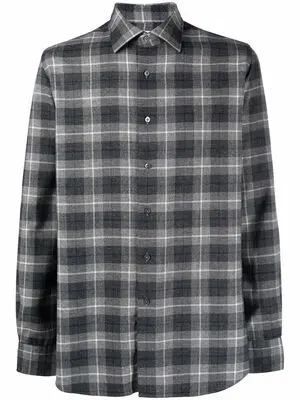 XACUS Plaid-check Print Shirt - Grey
