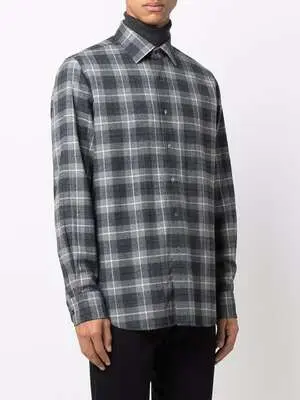 XACUS Plaid-check Print Shirt - Grey