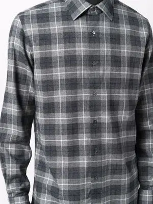 XACUS Plaid-check Print Shirt - Grey