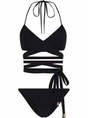 Dolce & Gabbana Wraparound Halterneck Bikini - Black