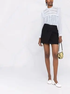 SELF-PORTRAIT Ruffled Semi-sheer Blouse