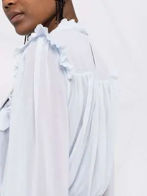 SELF-PORTRAIT Ruffled Semi-sheer Blouse