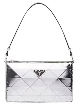 Prada Triangle Logo Metallic-finish Mini Bag