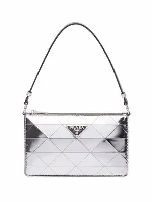 Prada Triangle Logo Metallic-finish Mini Bag