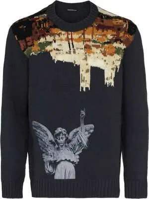 Undercover Sculpture-print Intarsia Jumper - Blue