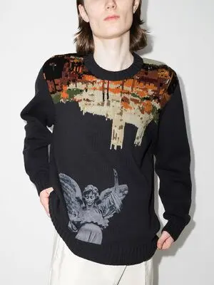 Undercover Sculpture-print Intarsia Jumper