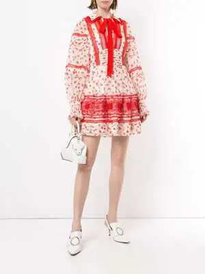 SELF-PORTRAIT Printed Pussy Bow Dress