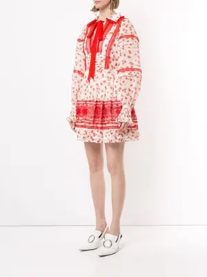 SELF-PORTRAIT Printed Pussy Bow Dress