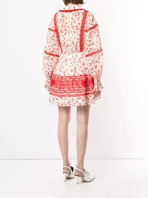SELF-PORTRAIT Printed Pussy Bow Dress